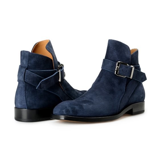 Versace | Shoes | Versace Mens Crosta Navy Blue Suede Leather Ankle ...